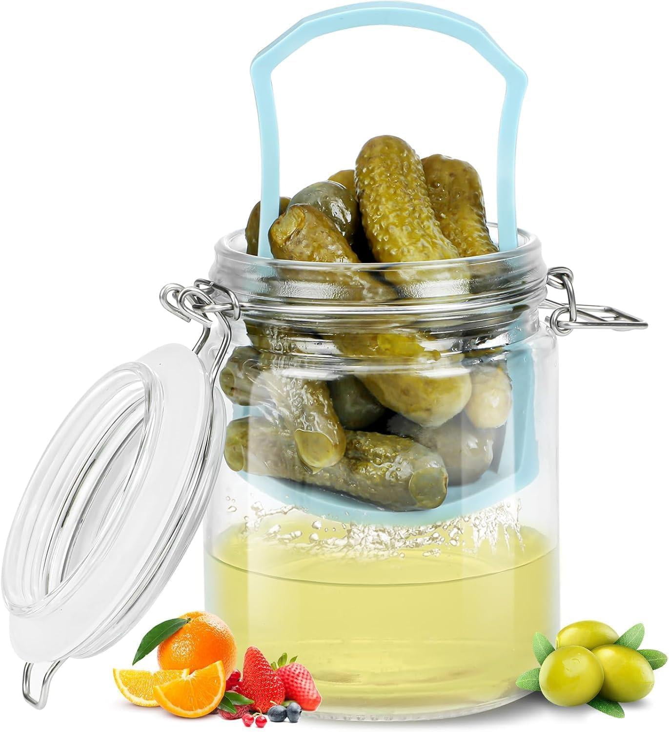 Glass Pickle Jar with Strainer, 25oz Pickle Container with Pickle ...