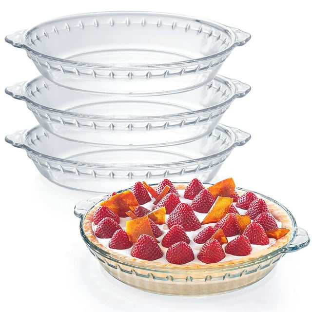Glass Pie Pan for Baking, 8 inches Deep Dish Pie Plate Set of 4, Round ...