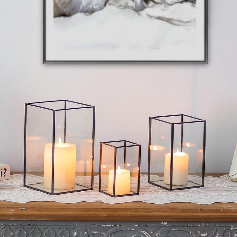 Glass Hurricane Pillar Candle Holders