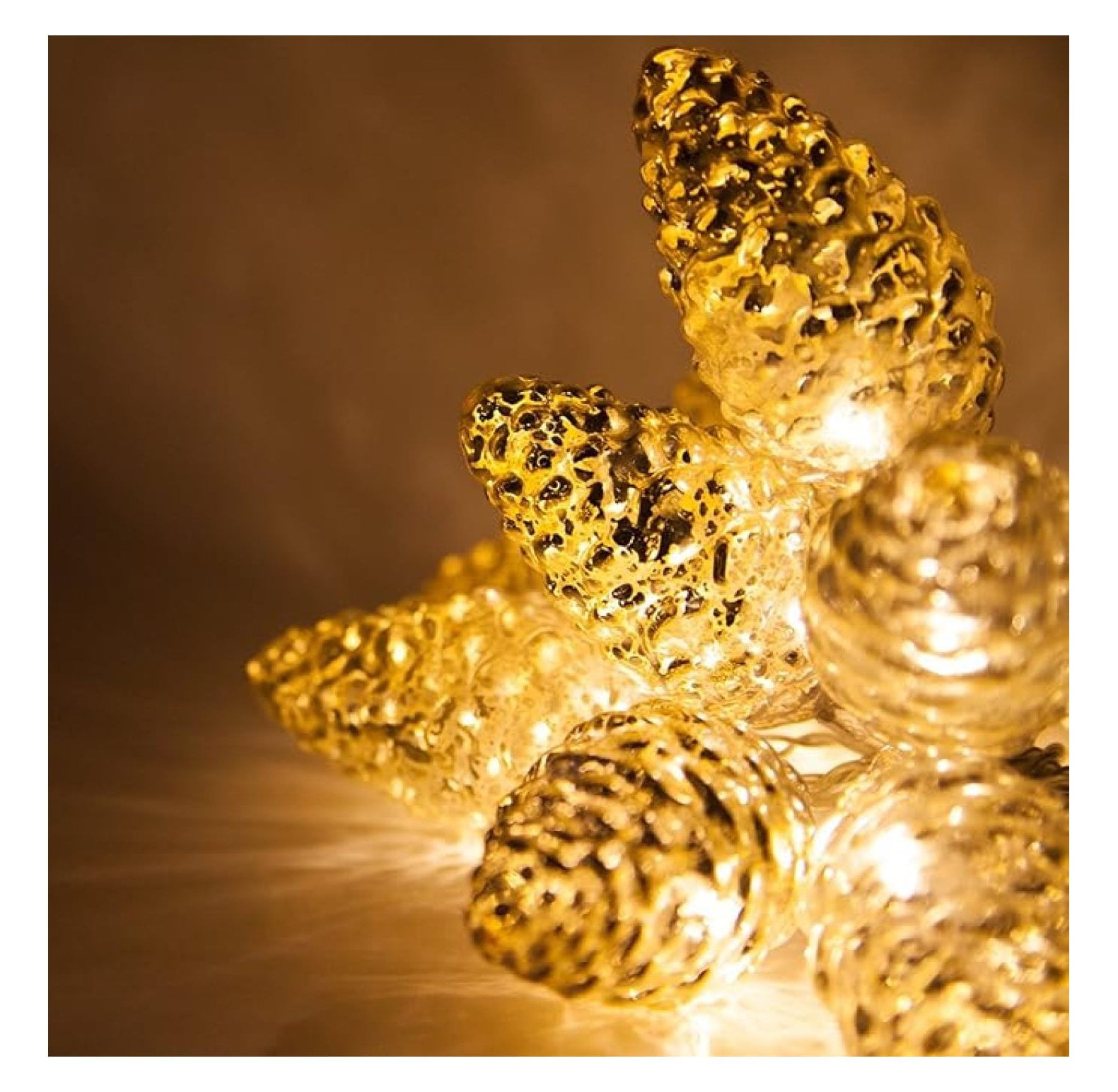 Glass Pinecone Lights String - 6ft Warm White LED Fairy Lights ...