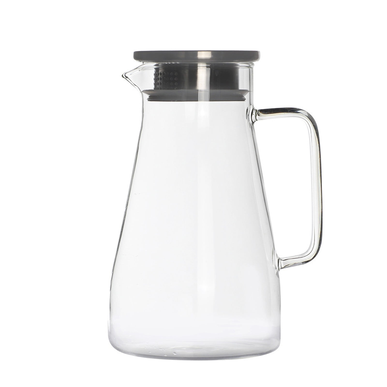 Glass Pitcher, 52 Oz, with Stainless Steel Lid, Clear Water Carafe with ...