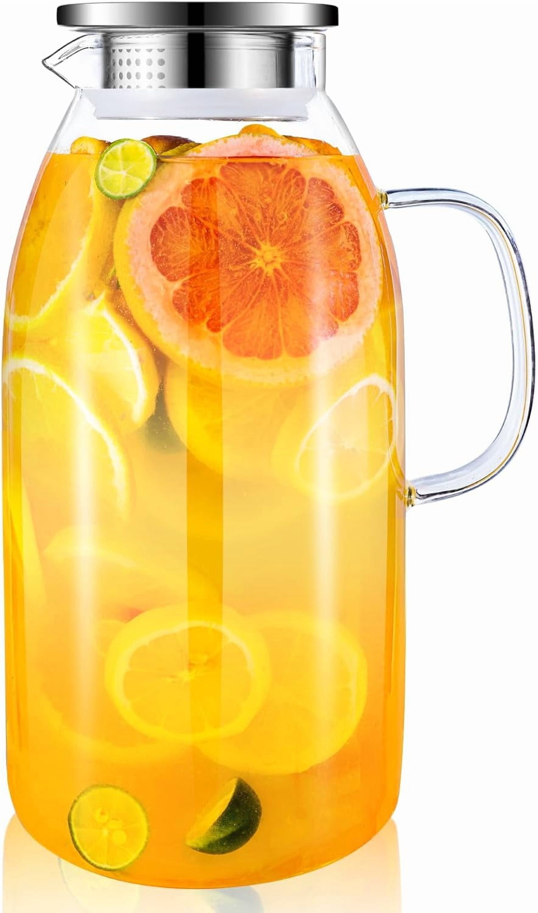 Glass Pitcher, 80oz Water Pitchers with Lid and Spout for Drinks, Hot ...