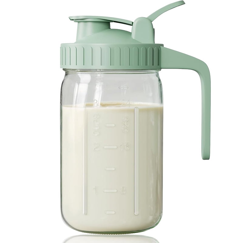 Glass Pitcher With Lid 64 Oz Wide Mouth Sun Tea Jar Half Gallon Cold ...