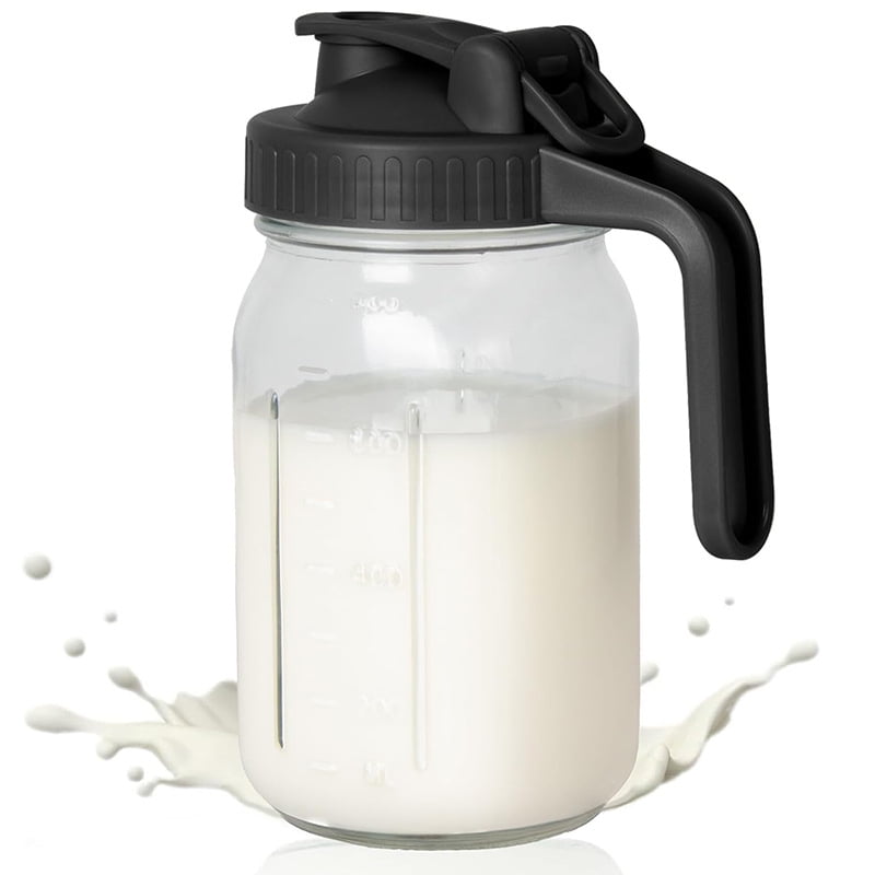 Glass Pitcher With Lid 64 Oz Wide Mouth Sun Tea Jar Half Gallon Cold ...