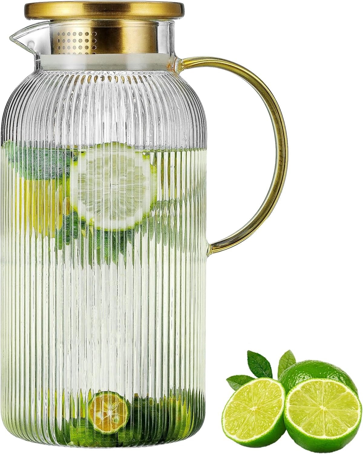 Ribbed Glass Pitcher, Classic Vertical Stripes Glass Ribbed Pitcher ...