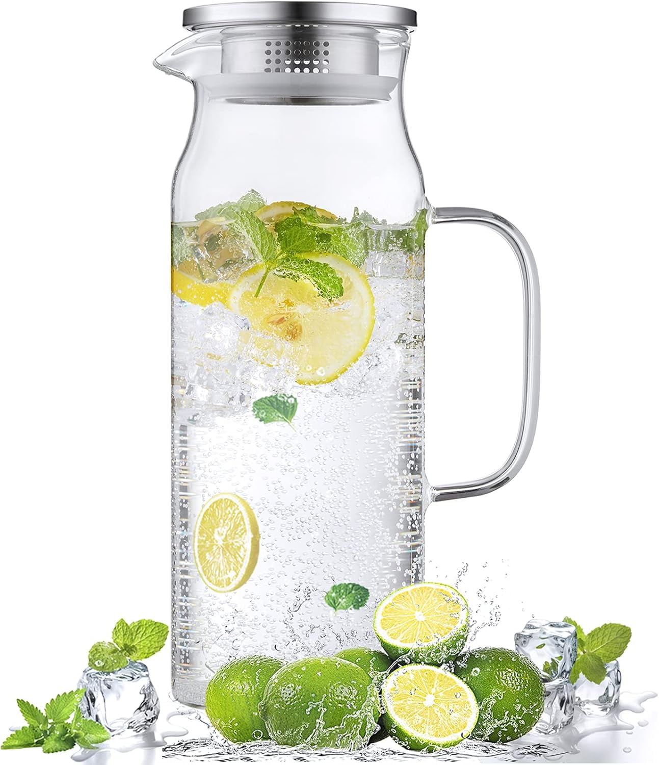 Glass Pitcher with Lid and Spout,Glass Water Pitcher for Fridge, Glass ...