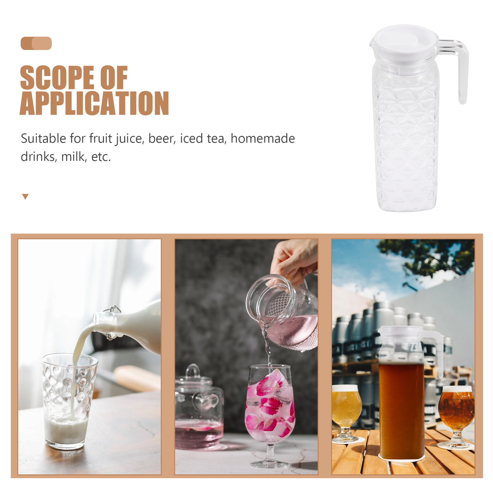 Glass Pitcher Transparent Water Jug Large Capacity Water Kettle Home ...