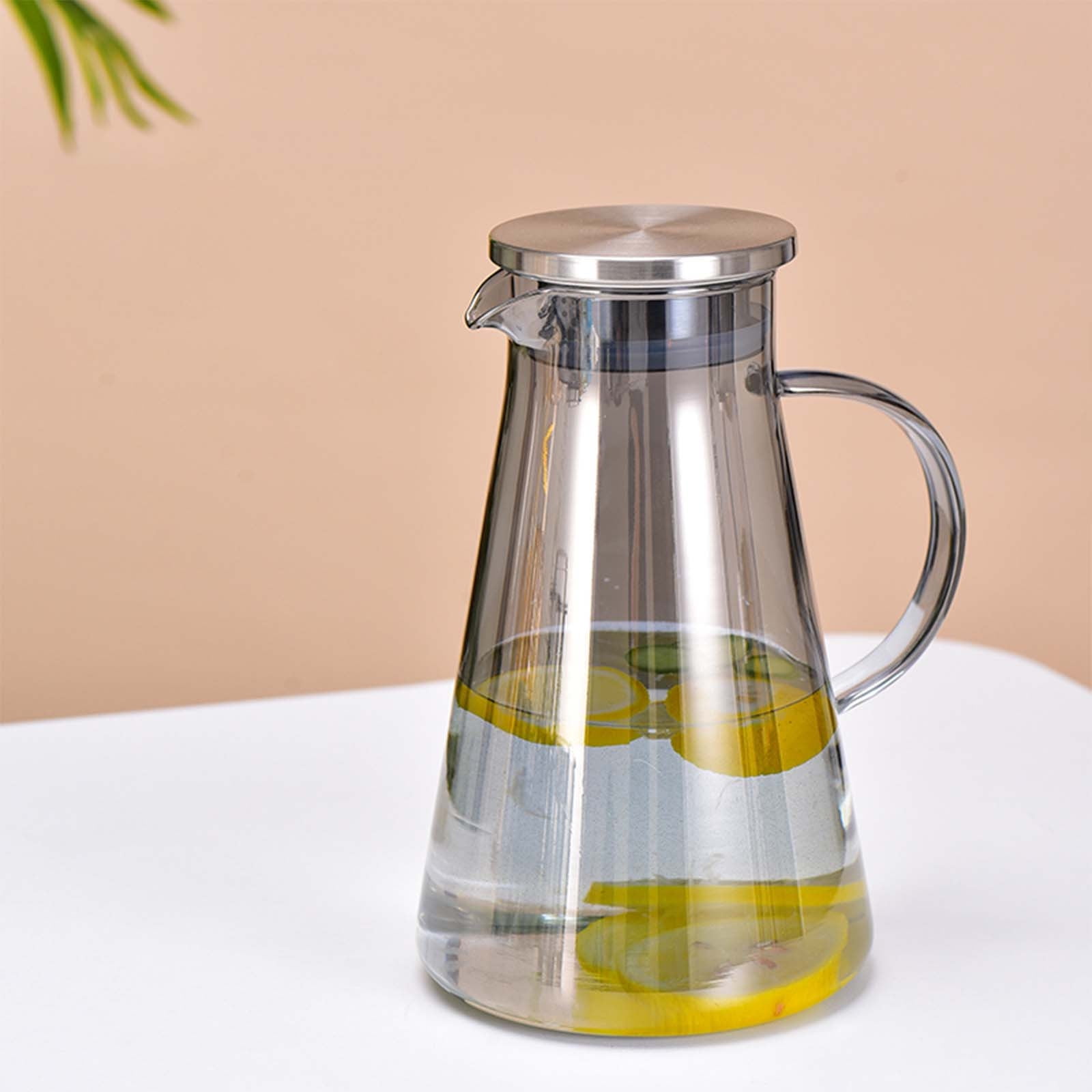 Glass Pitcher With Lid 2 Liter Large Capacity Hot And Cold Pitcher With ...