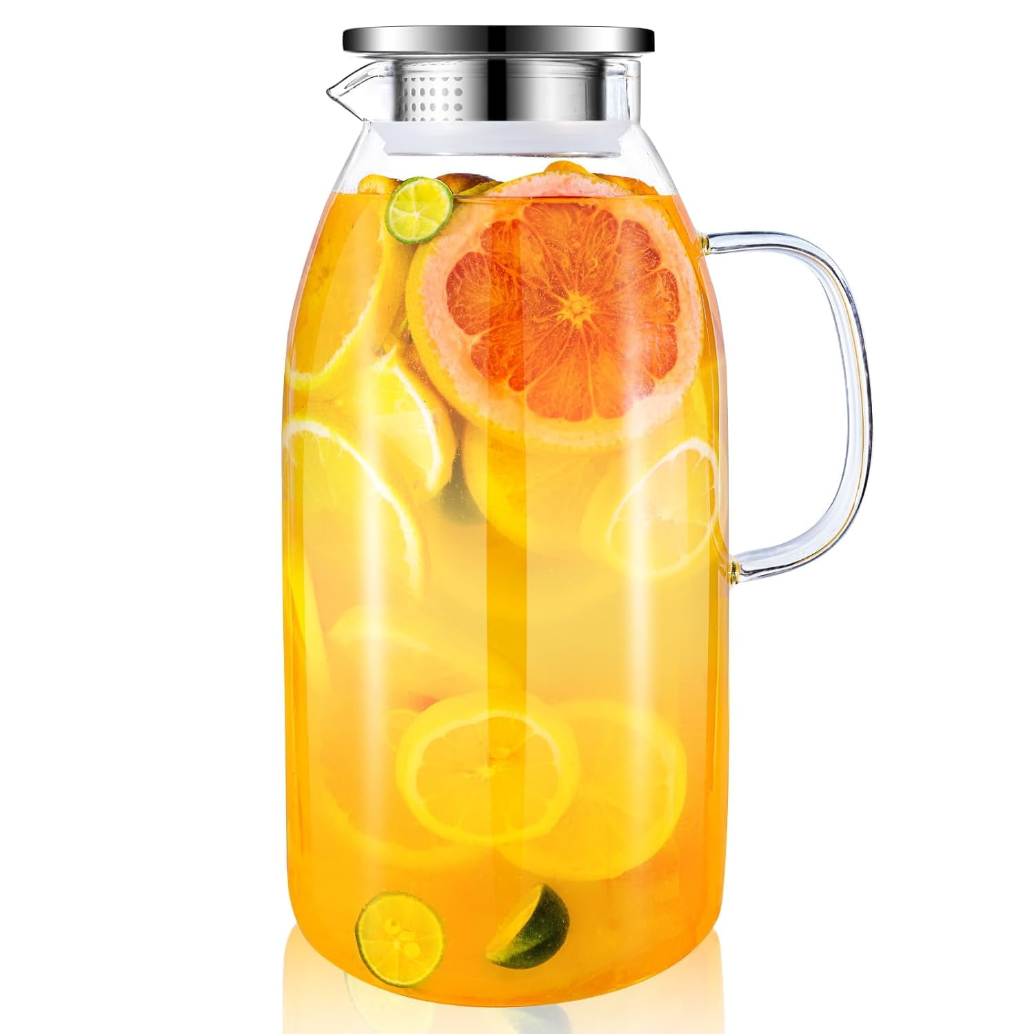 Glass Pitcher veecom 105 Oz Large Pitcher with Lid Glass Water Pitcher ...