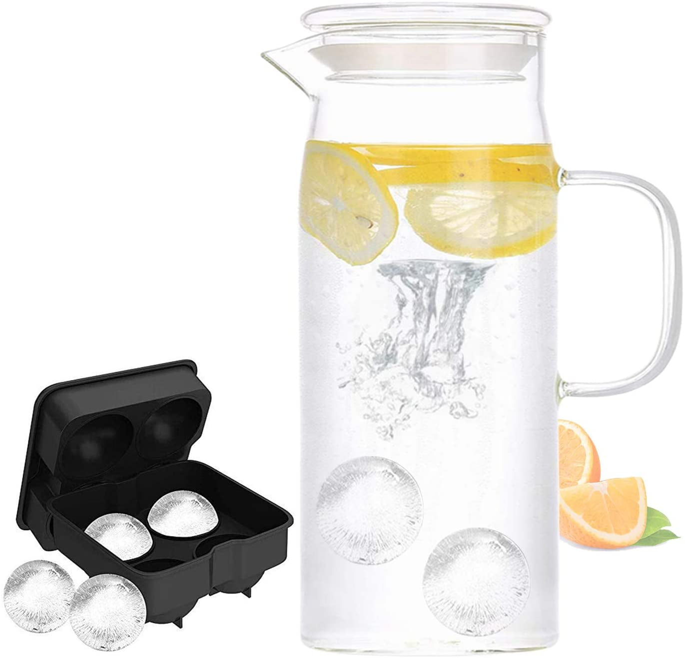 Glass Pitcher with Lid - High Heat Resistance Stovetop Safe Pitcher for ...