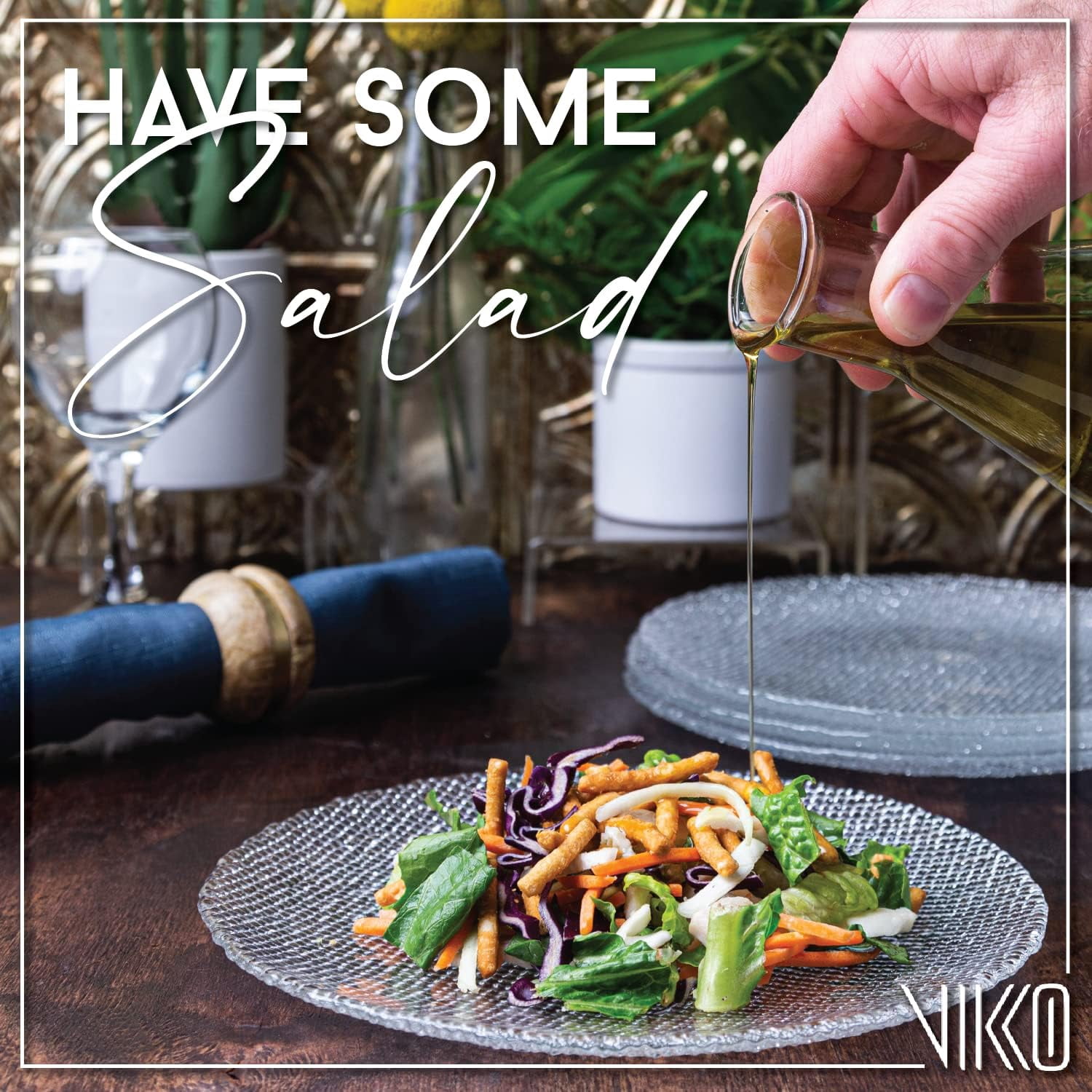 Glass Plates, Set of 4 Salad Plates, 8.5 Inch Glass Plates Set, Salad ...