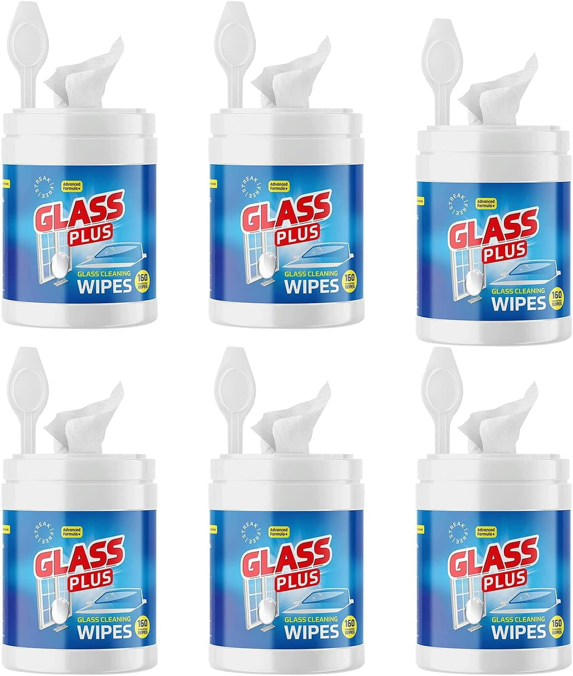 Glass Plus - Glass, Window, and Mirror Cleaning Wipes (160 Ct Wipes - 6 ...