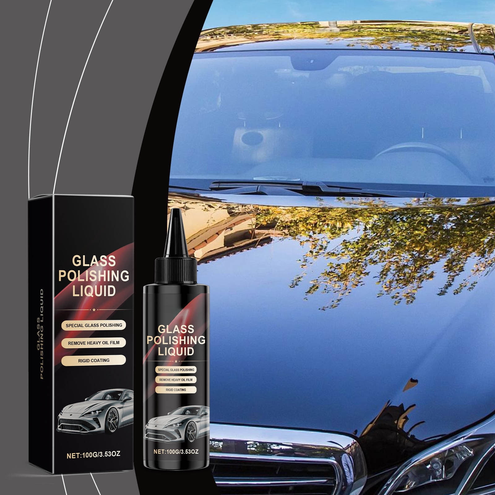 Glass Polish, Windshield Scratch Remover and Water Spot Cleaner, Liquid ...