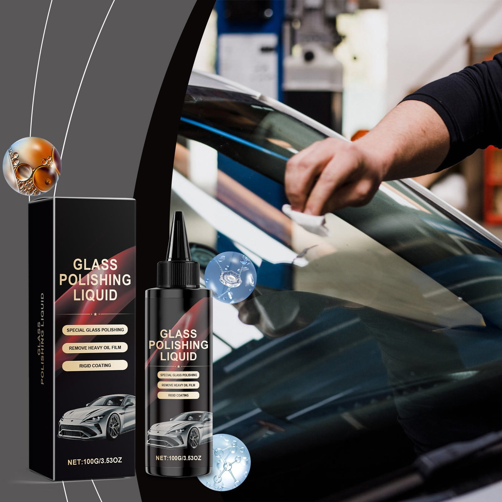 Glass Polishing Liquid 100g – Premium Formula for Heavy Oil Film ...