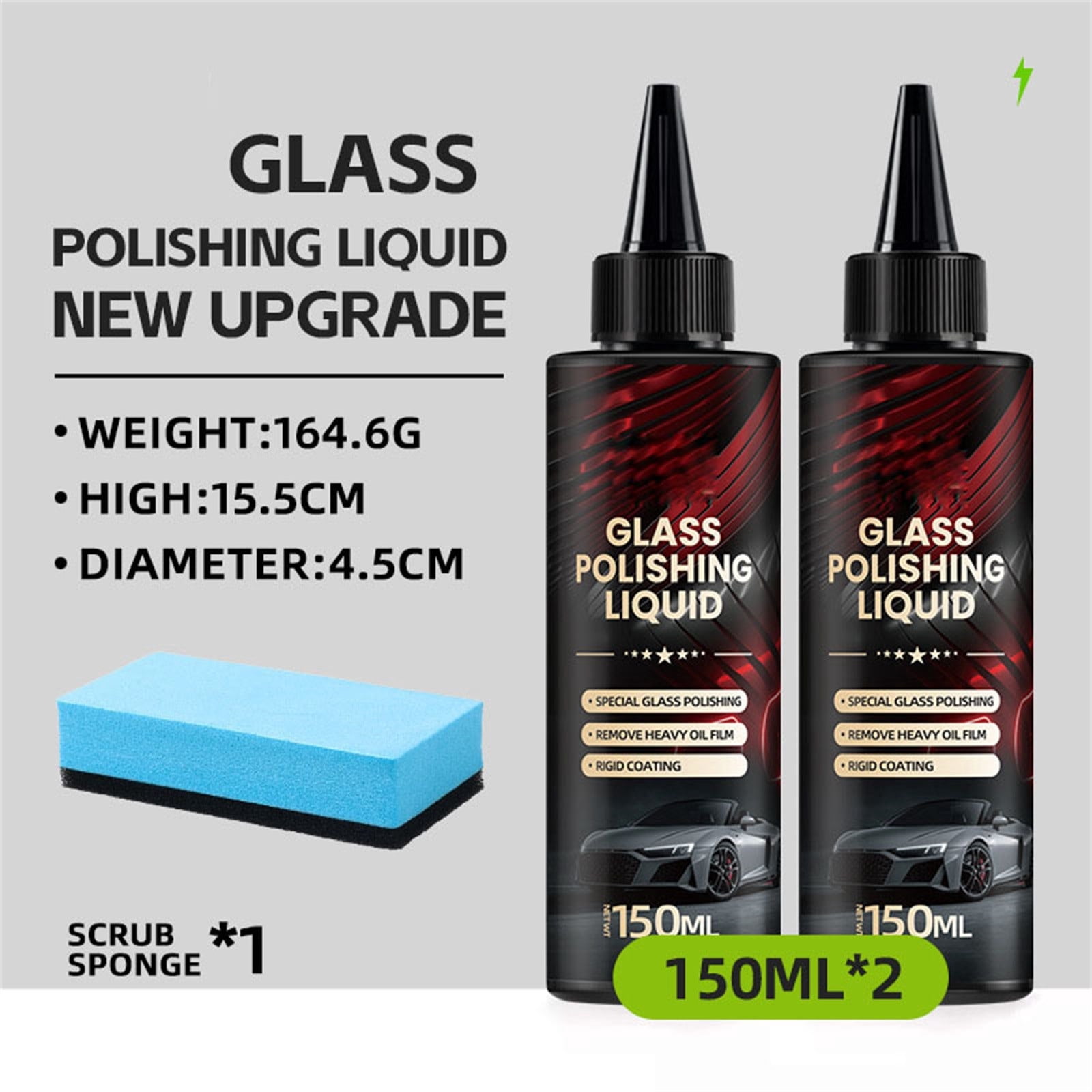 Glass Polishing Liquid with Applicator Sponge for Cars, Removes ...