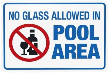 No Glass In Pool Area Bottle And Glass Symbol Warning Sign, Pool ...