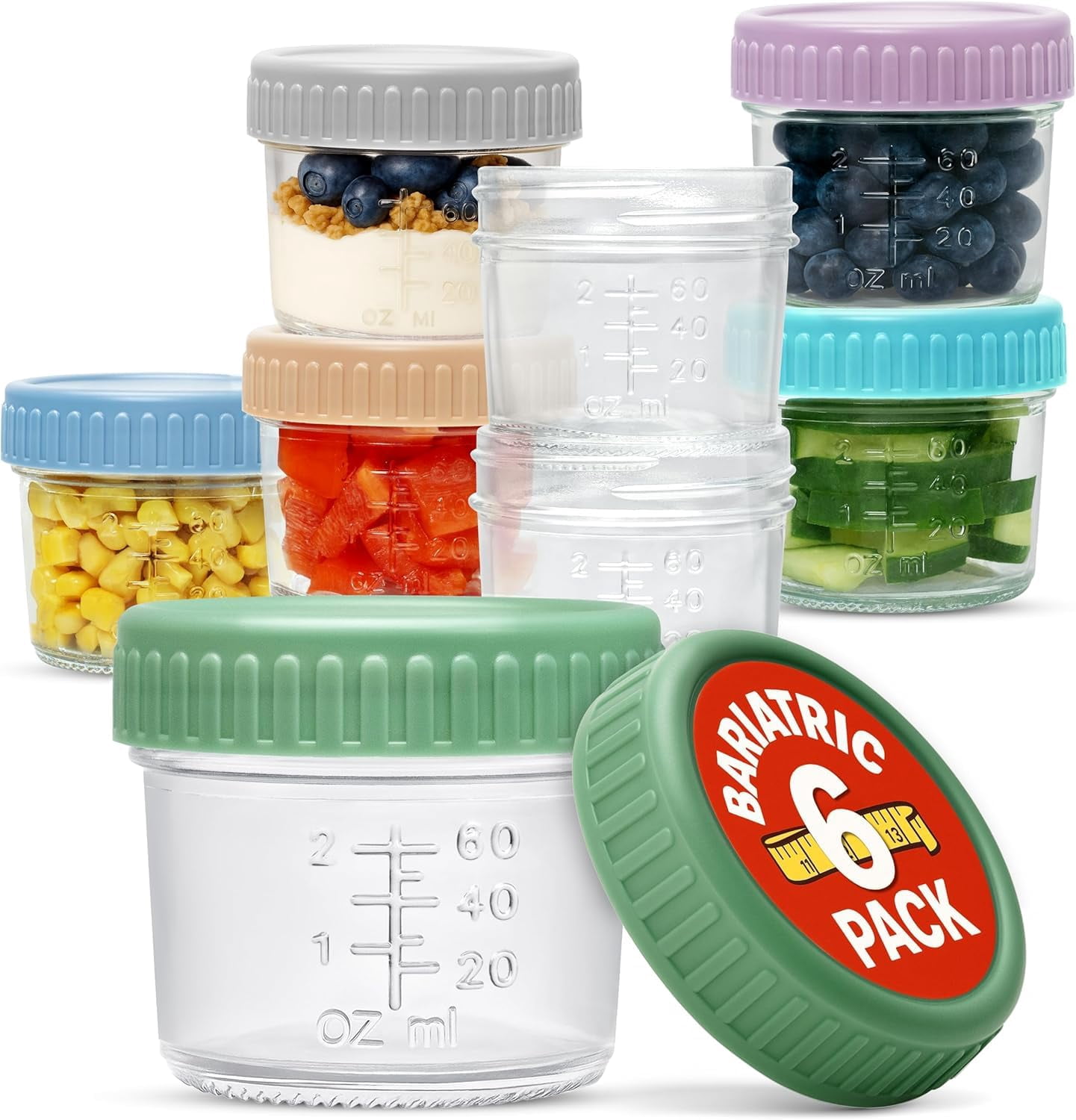 Glass Portion Control Containers 96 Pack 4 oz Mini Food Storage Jars ...