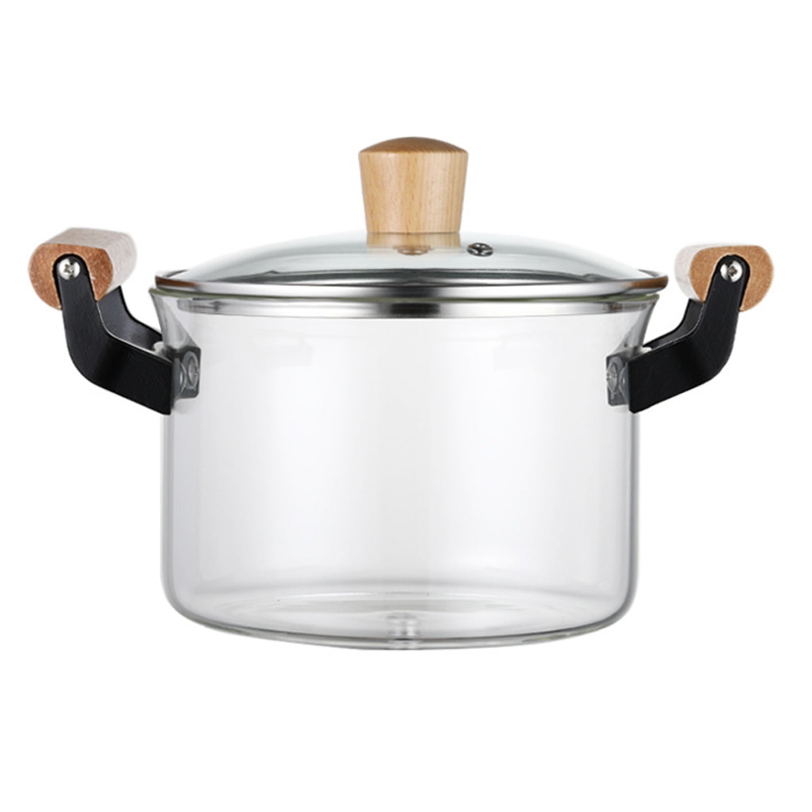 Glass Pot with Lid, Dual Handle Clear Pot, Microwavable Glass Simmer ...