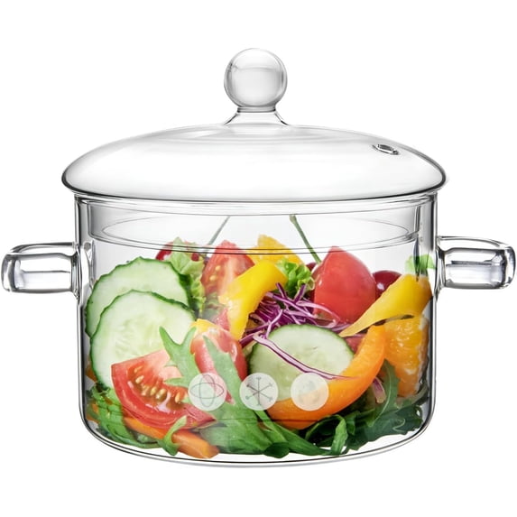 Glass Pots for Cooking on Stove, 1.9L/67oz Glass Cooking Pot with Lid ...
