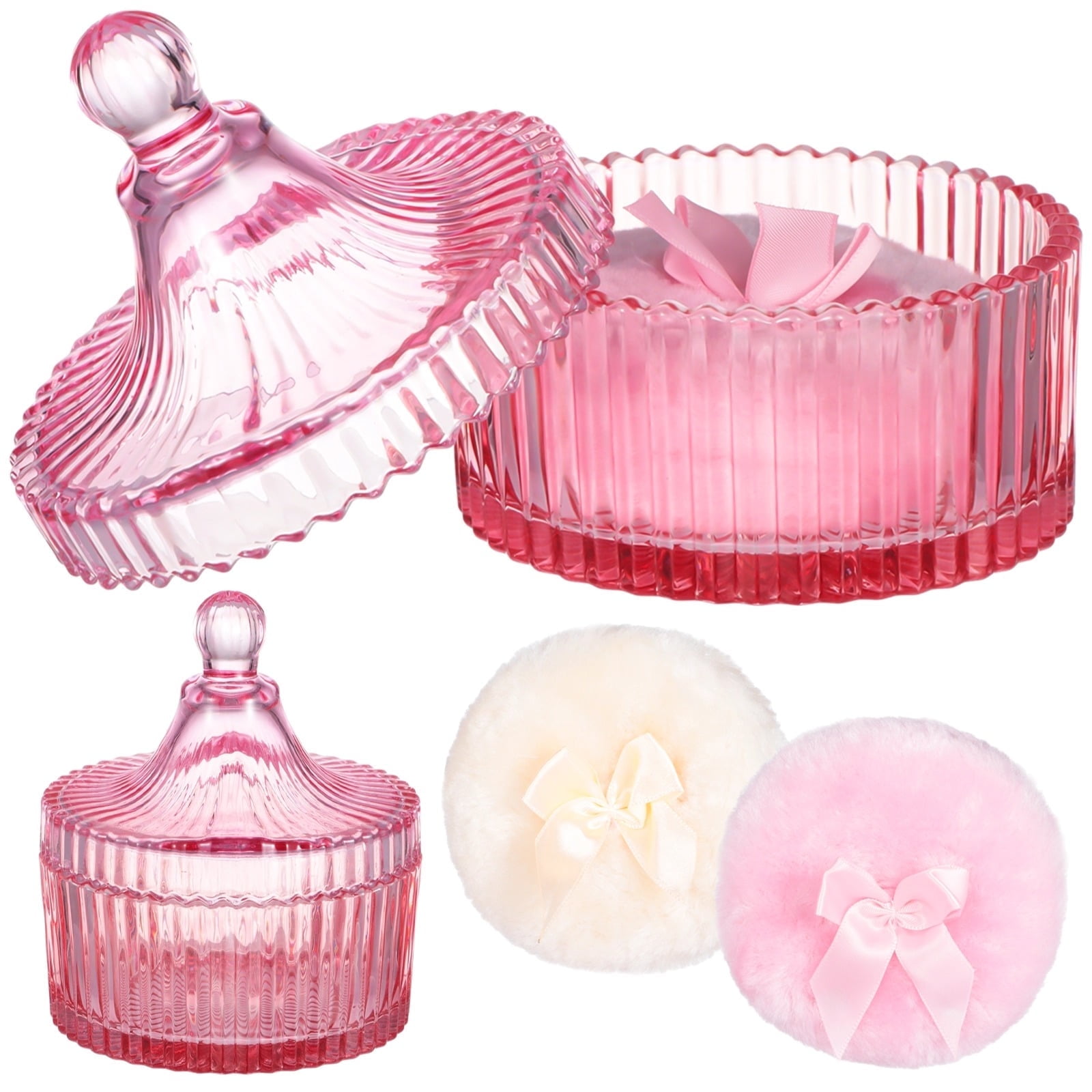 Glass Dusting Powder Container Set, Powder Container with 2 Large Body ...