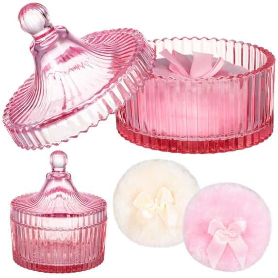 Glass Dusting Powder Container Set, Powder Container with 2 Large Body ...