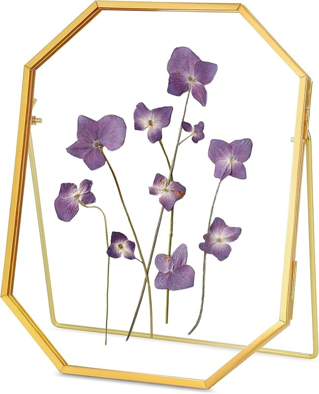 Glass Pressed Flower Frame Handmade, Metal Floating Picture Frame ...