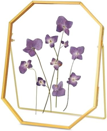 Glass Pressed Flower Frame Handmade, Metal Floating Picture Frame ...