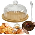 Glass Pumpkin Cloche with Wood Base, Decorative Glass Display Dome Tray ...