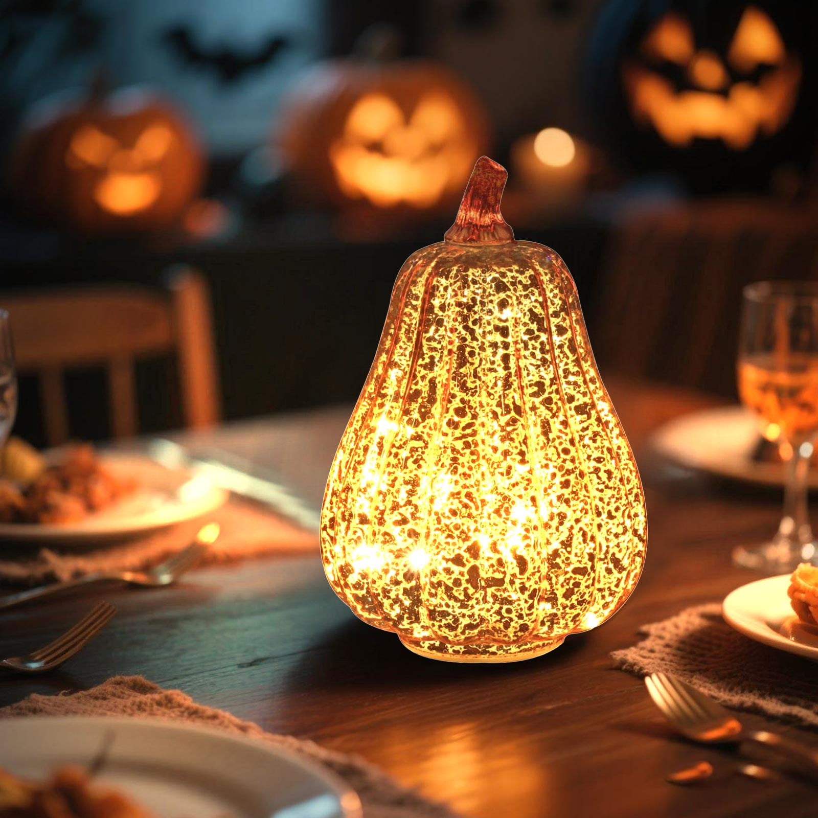 Glass Pumpkin Lights with Timer,for Halloween Pumpkin Decorations Fall ...