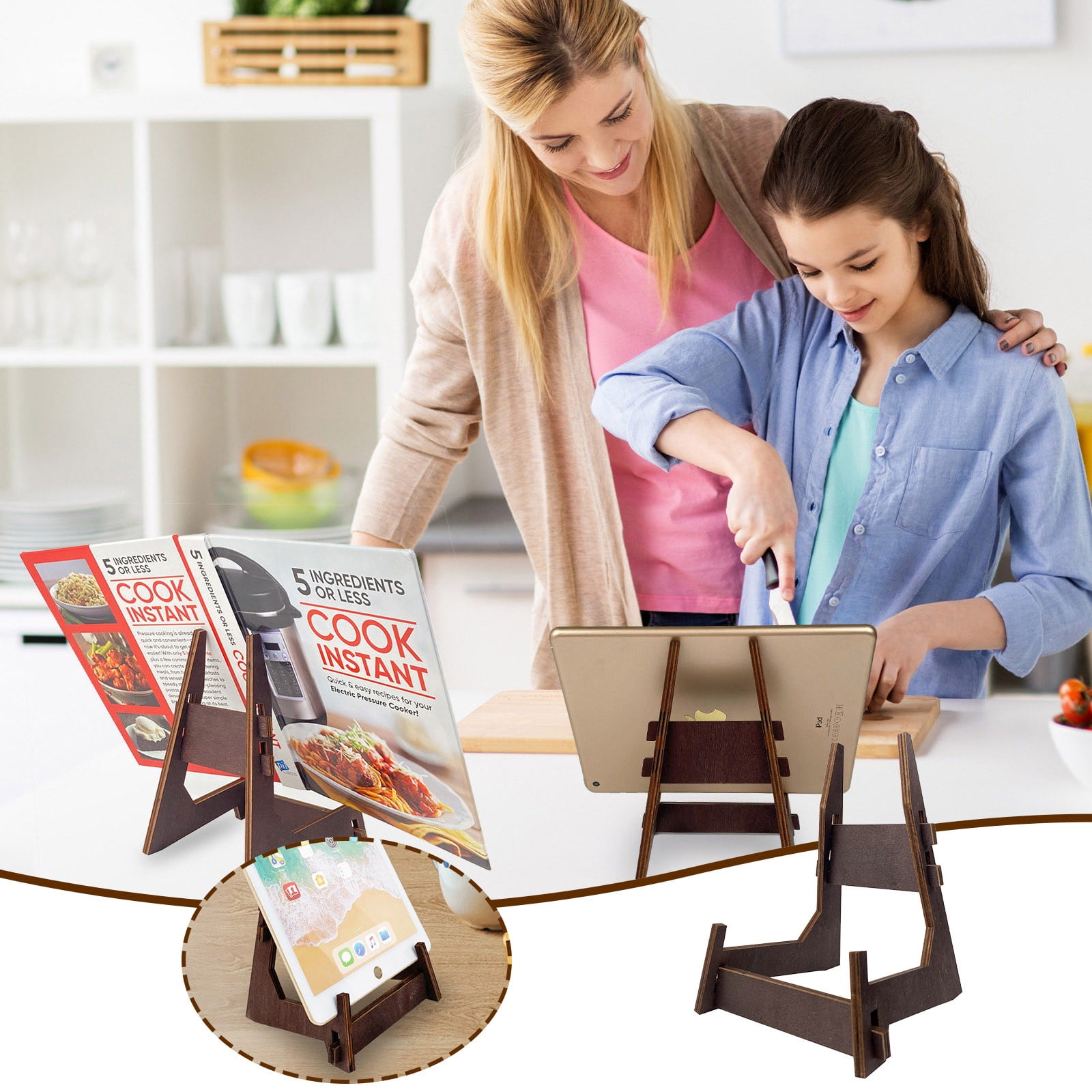 Cookbook Stand for Kitchen Countertop Adjustable Foldable Recipe Book ...