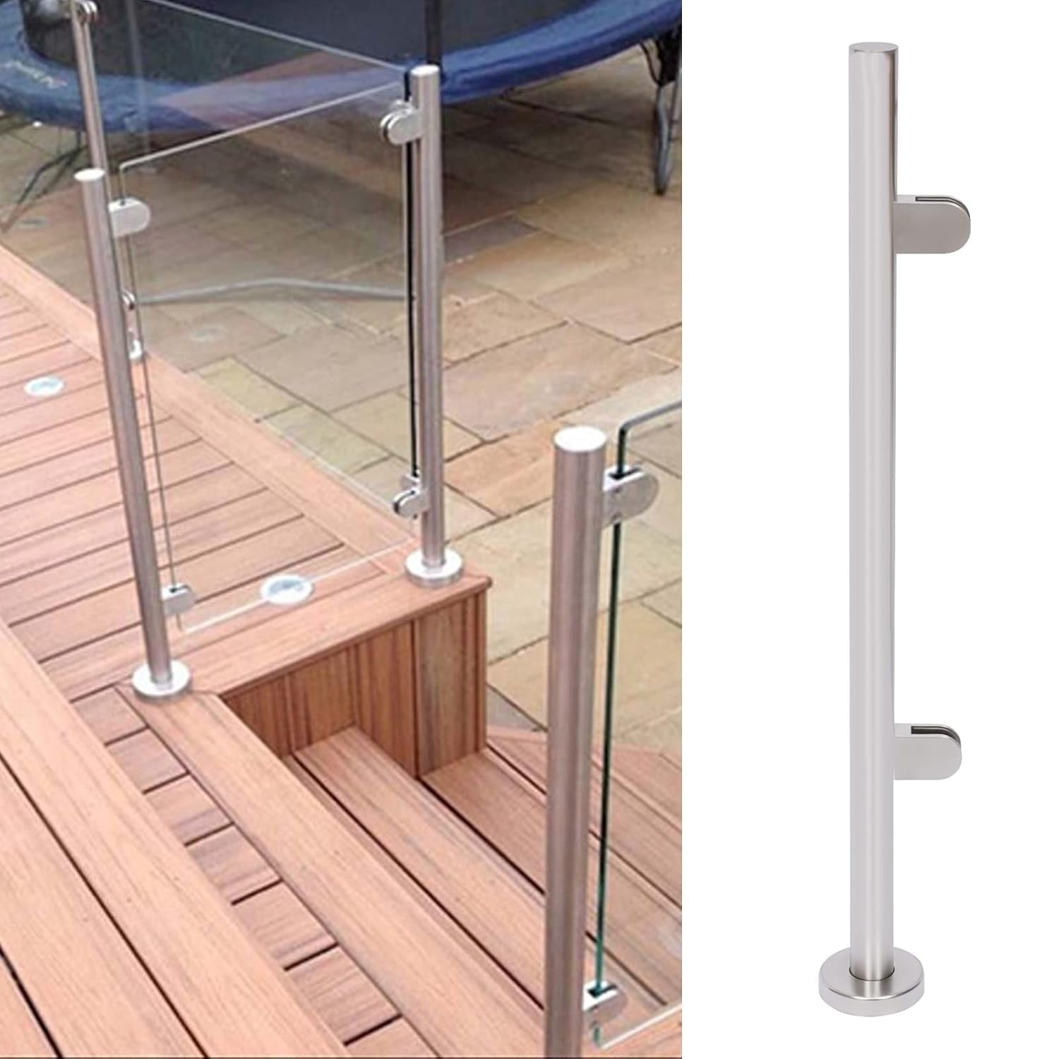Glass Railing Post 43.3"/110cm Stainless Steel Glass Clamp Glass ...
