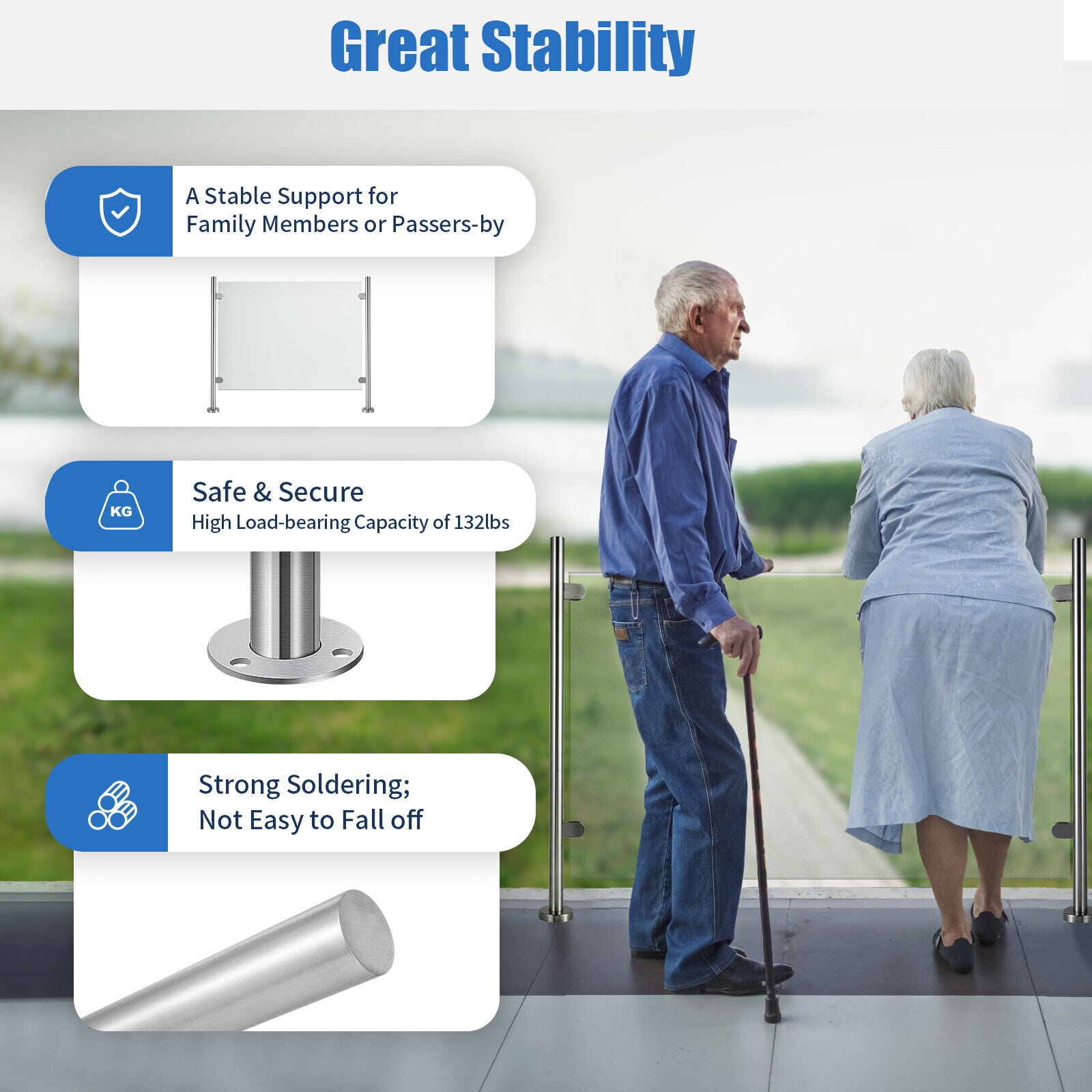 Glass Railing Post Glass Balustrade End Post Railing Fence Pole ...