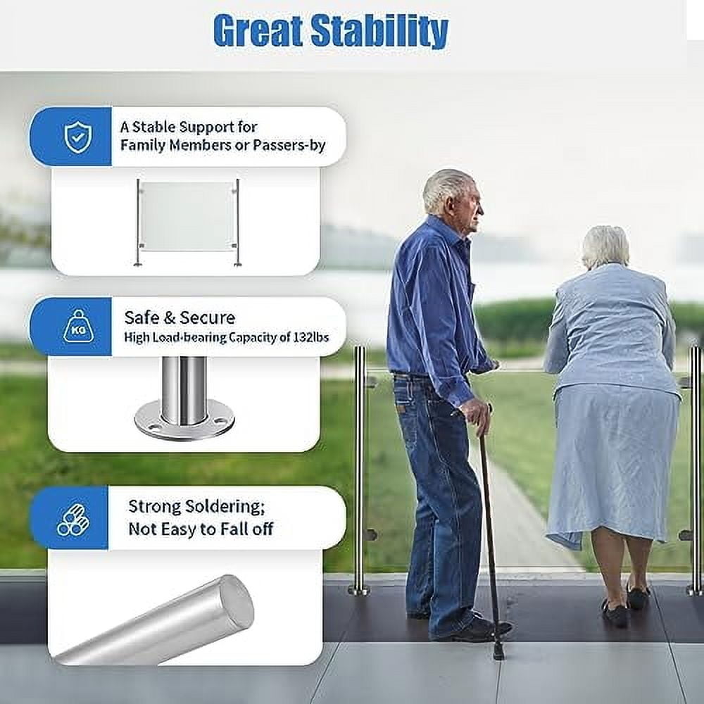 Glass Railing Post, Silvery Stainless Steel Glass Clamp Post Glass ...