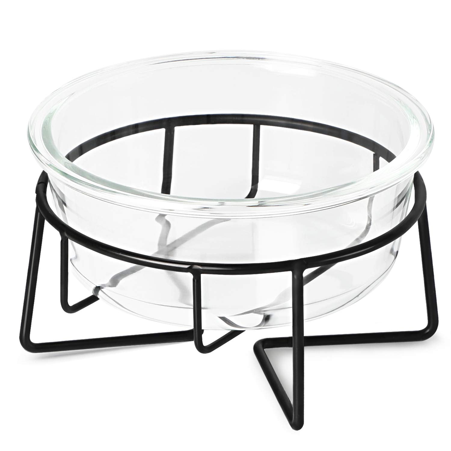 HAOTOP Raised Glass Pet Food Bowl for Cats or Small Dogs, 20 Ounces ...