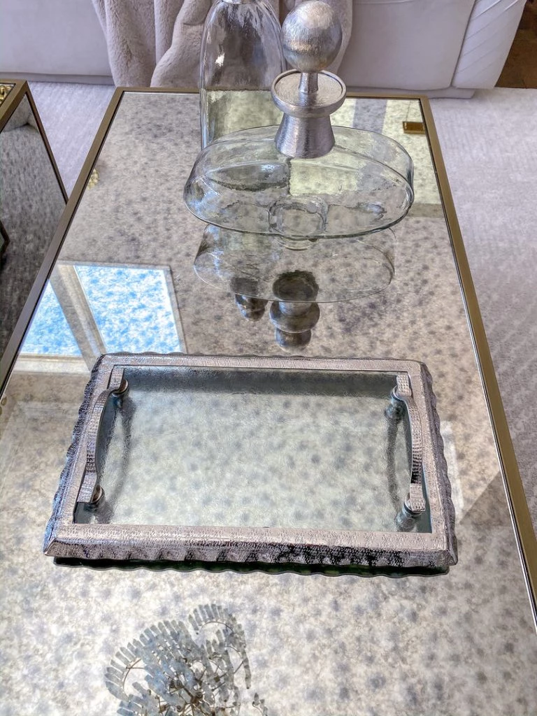 Glass Rectangle Tray with Silver Handles and Ruffled Edge - Walmart.com