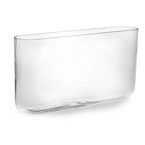 Glass Rectangle Vase (H:8" Open:16"x3") | Size Choices Round Oval ...