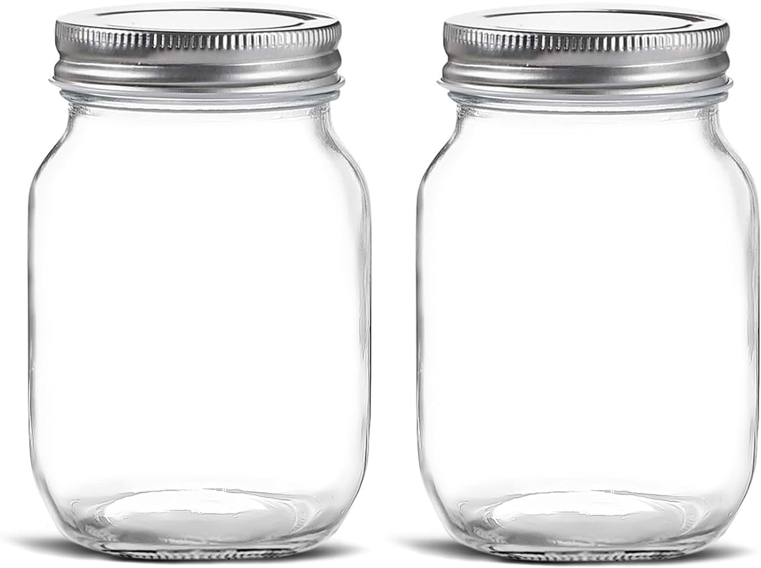 Jar Boss 16 oz Regular Mouth Mason Jars with Silver Metal Airtight Lids ...