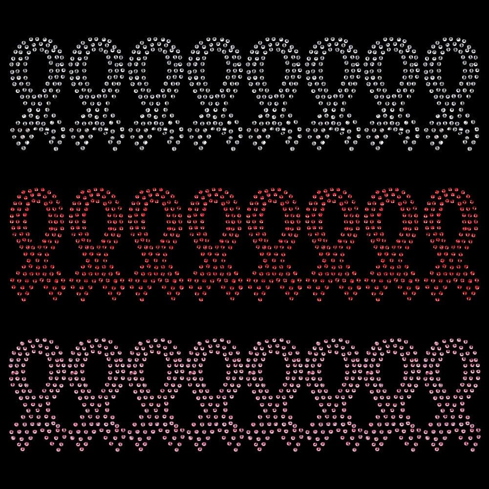 Glass Rhinestone 24 PCS Red Ribbon Rhinestone Iron on Transfer 3 Colors ...