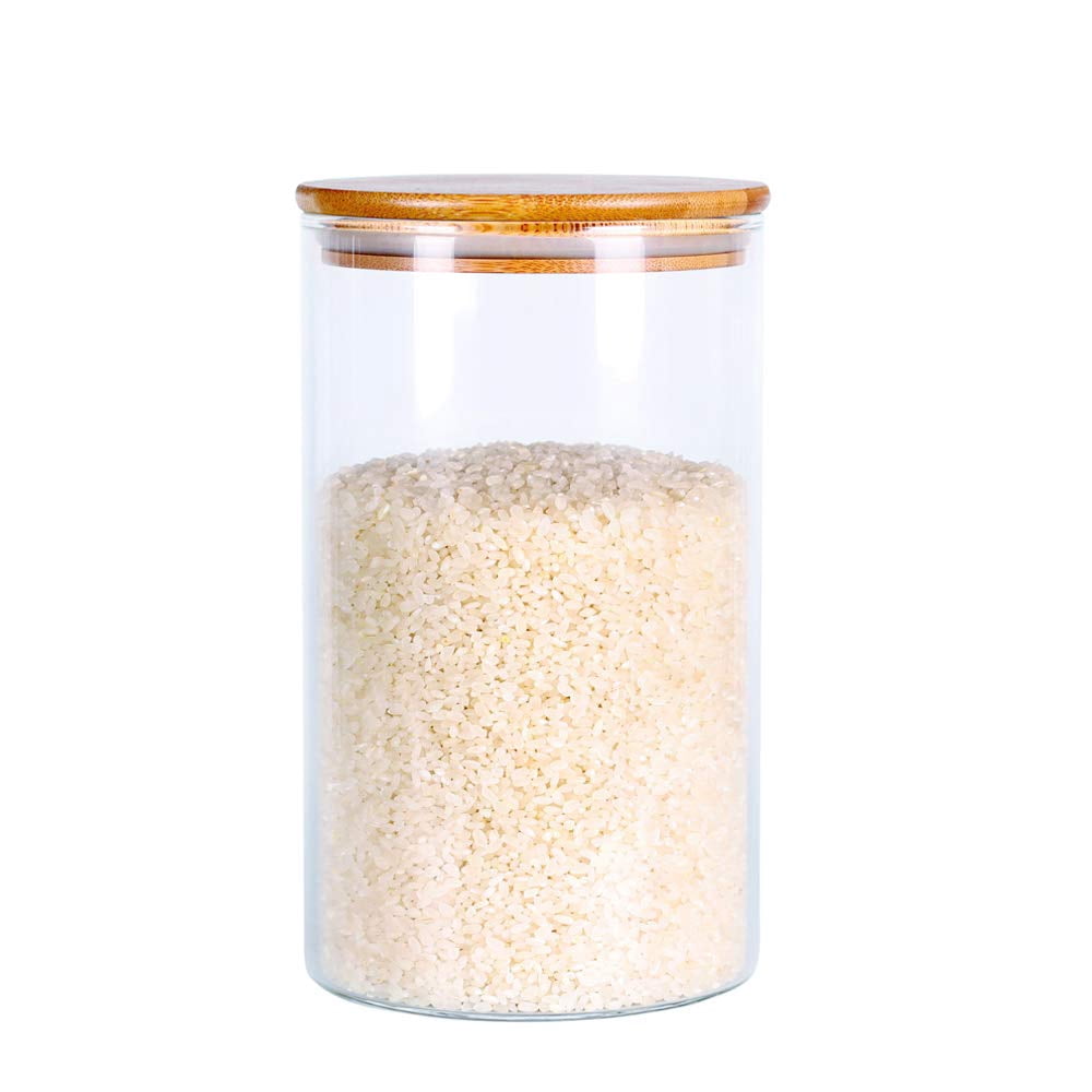 Glass Rice Storage Containers, 60 FL OZ (1800ml) Kitchen Food Jars with ...