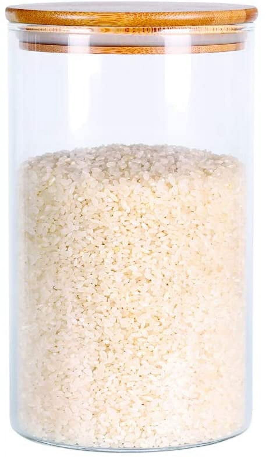 Glass Rice Storage Containers, 60 FL OZ (1800ml) Kitchen Food Jars with ...
