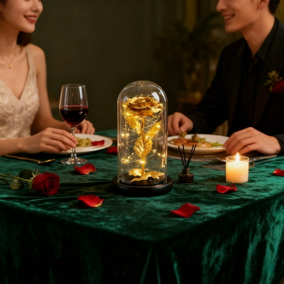 Glass Rose in Glass Dome,Valentines Day Artificial Flowers, Beauty Rose ...