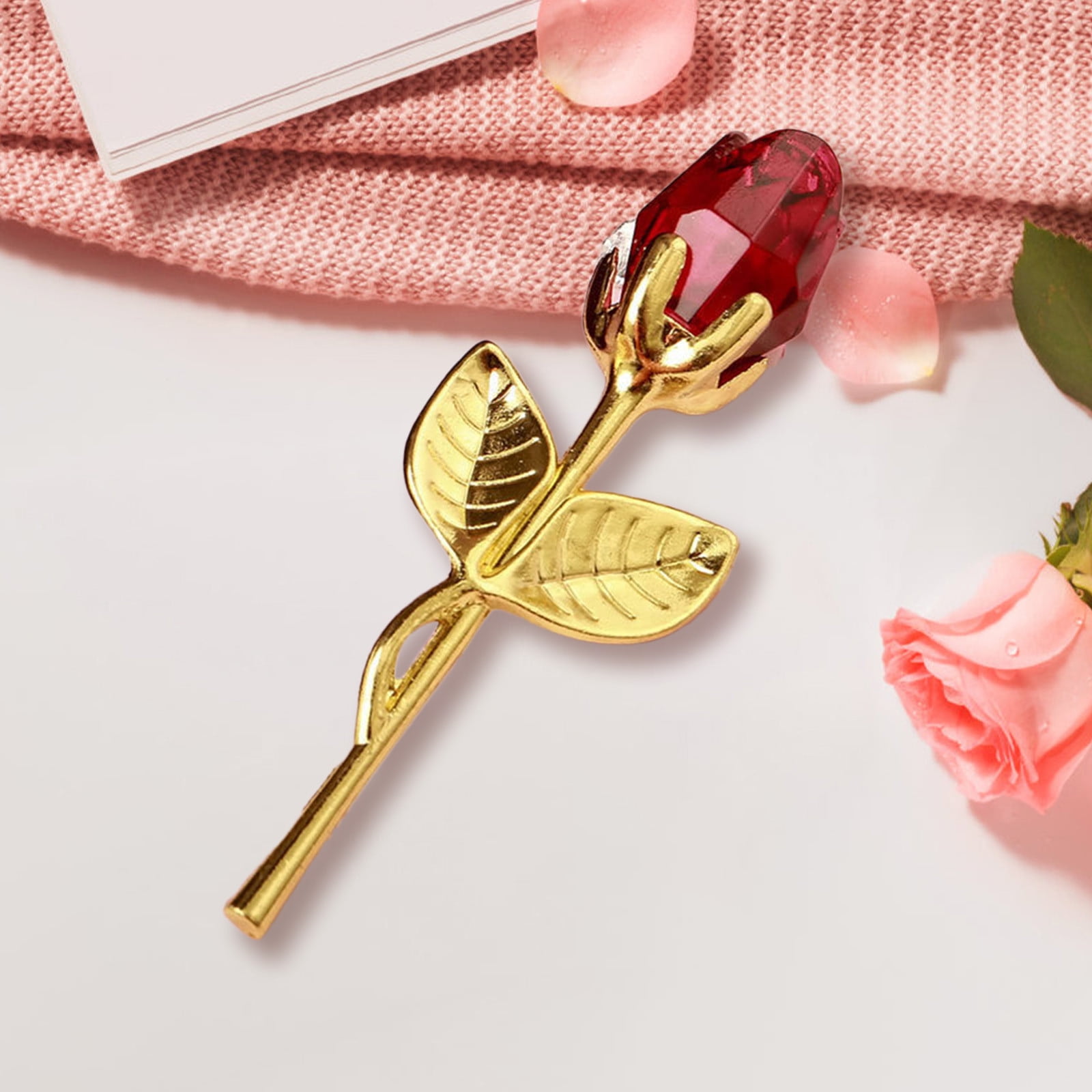 Glass Rose Mini Crystal Flower with Box, Romantic Crystal Rose Forever ...