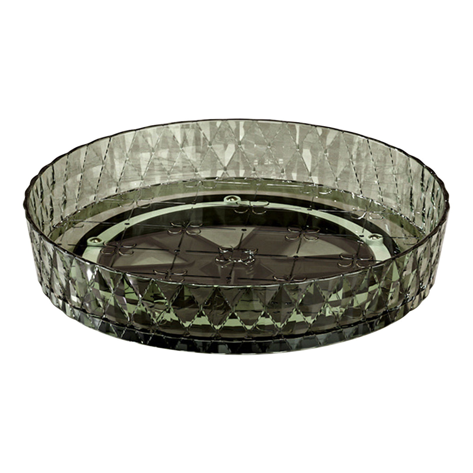 Glass Rotating Vanity Tray, 8” Round Decorative Mirror Trays Crystal ...