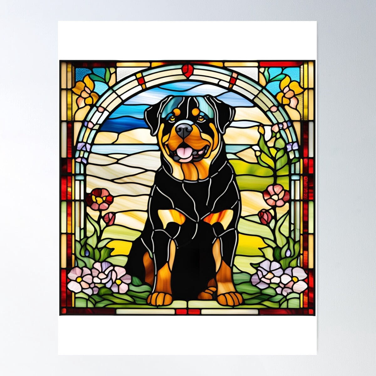 Glass Rottweiler Poster Wall Art, Modern Wall Decor For Living Room ...
