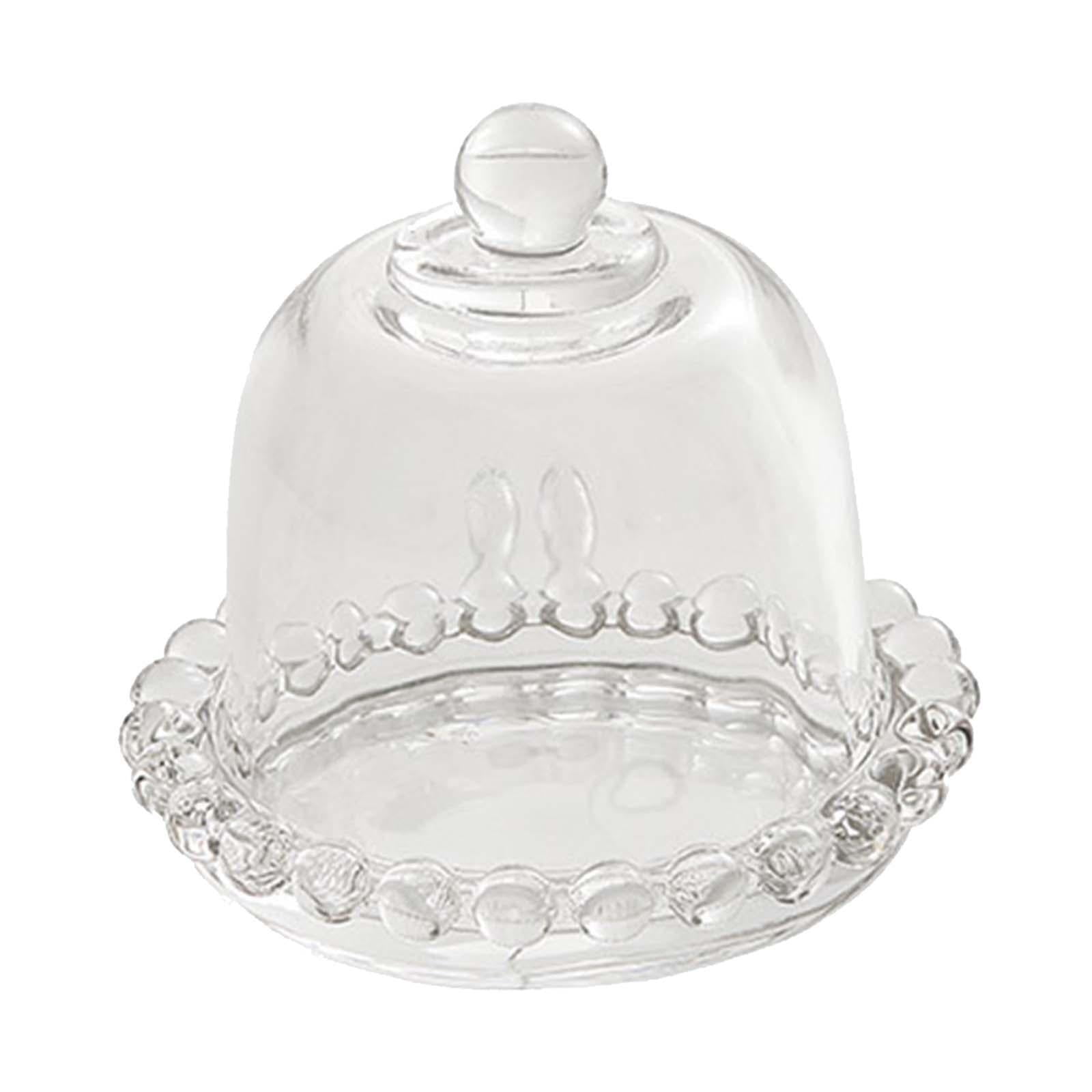 Glass Round Cake Stand with Dome Transparent Cupcake Server Dessert ...