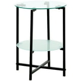 Modern Small Black Side Table with Tempered Glass Top & Metal Frame ...