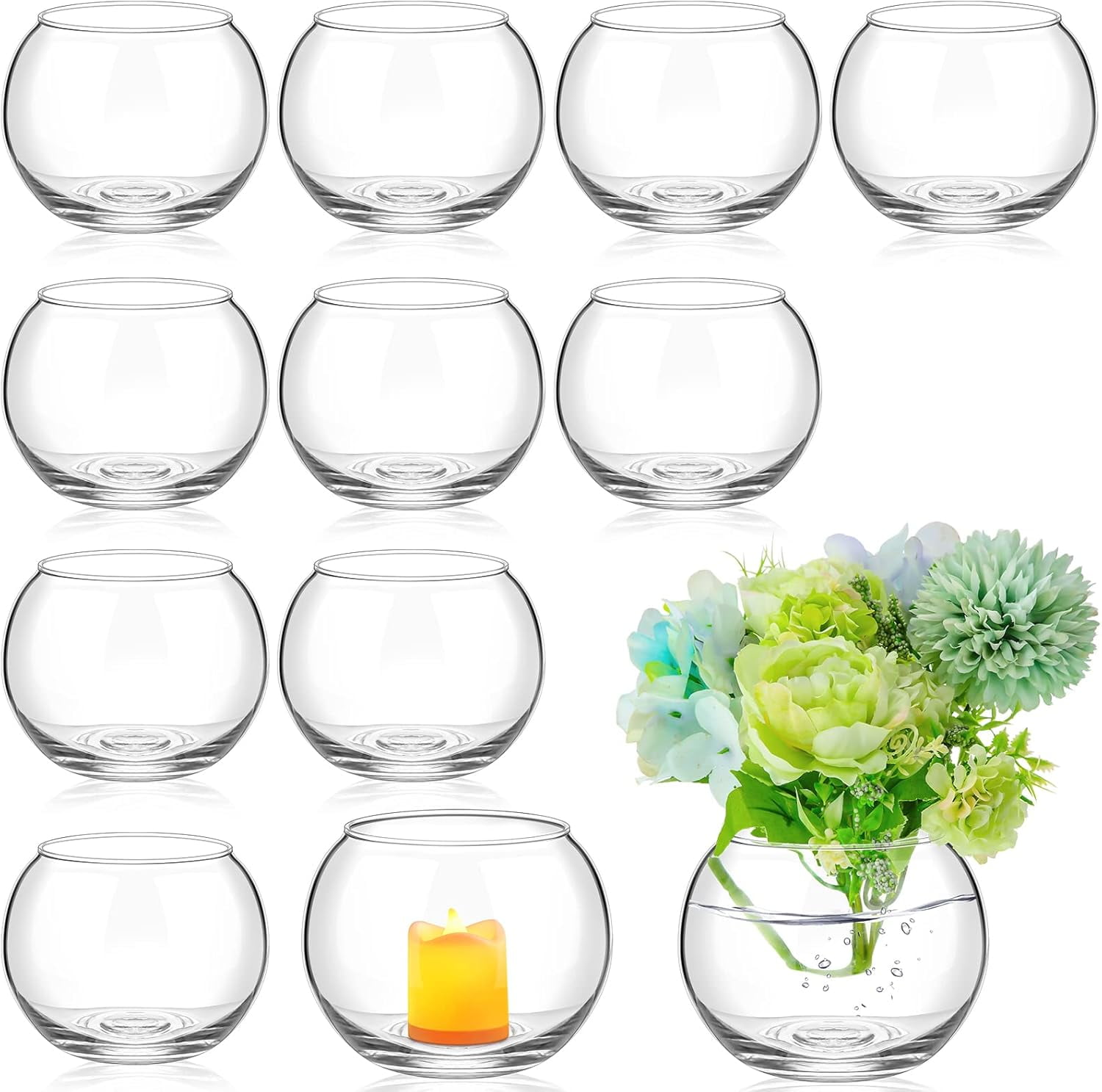 Glass Round Spherical Vases, Set of 12 - Walmart.com