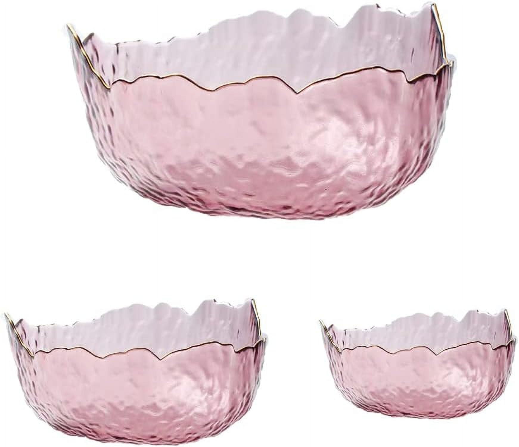 Glass Salad Bowls Set of 3, Space-saving Nesting Bowls, Irregular Shape ...