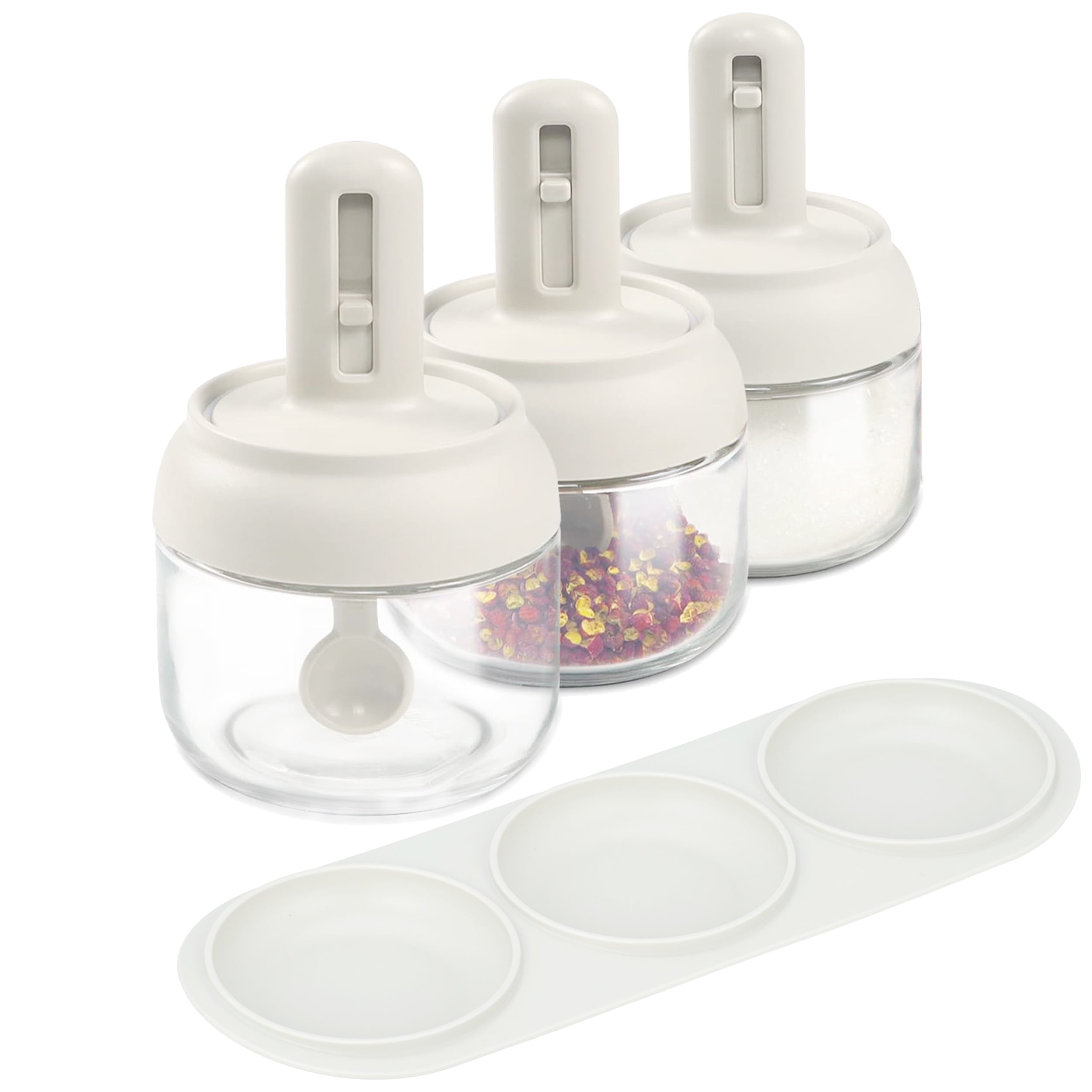 Glass Salt Container, 10oz Salt Cellar with Lid and Spoon, Pepper Bowl ...