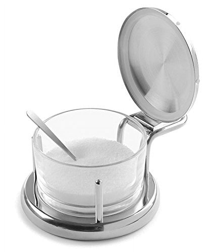 Glass Salt Server with Lid and Spoon Stainless Steel Serving Bowl Great ...